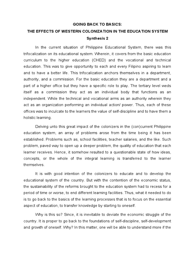 Going Back To Basics: The Effects of Western Colonization in The ...