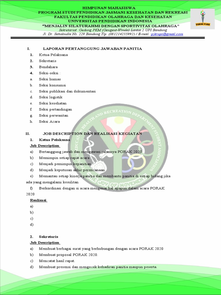 Format LPJ Panitia | PDF