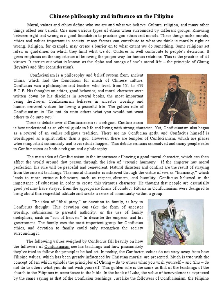 Chinese Philosophy and Influence On The Filipino | PDF | Confucianism | Tao