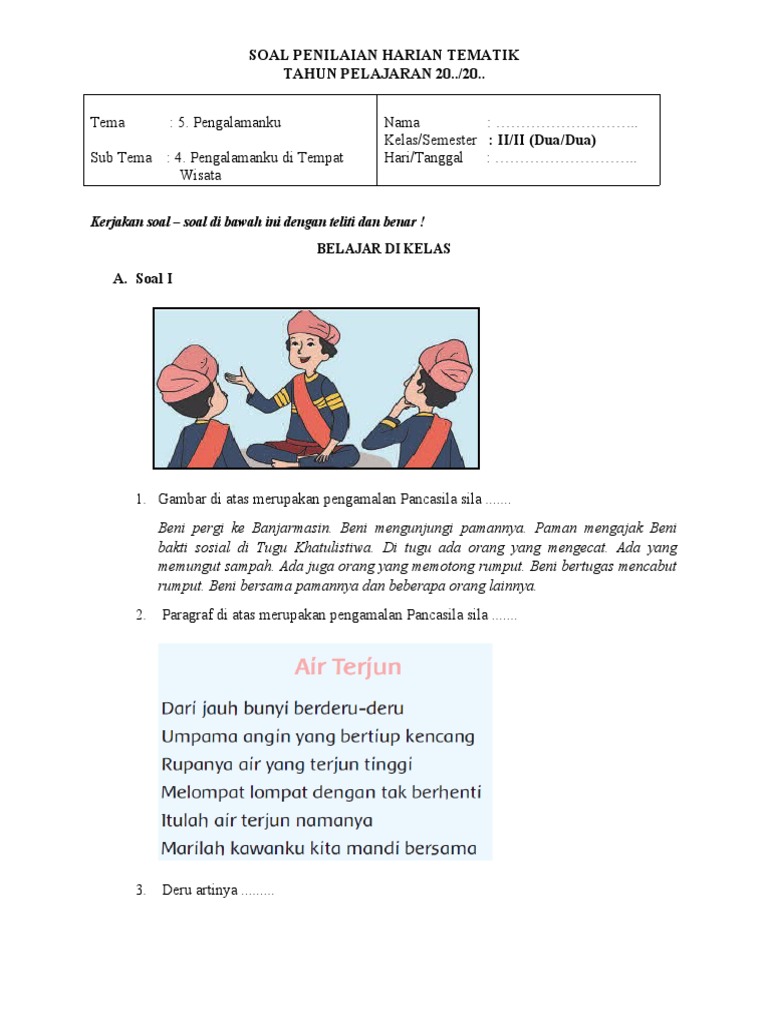 Soal PH KI-3 Kelas 2 Tema 5 Sub 4 | PDF | Griya & Taman