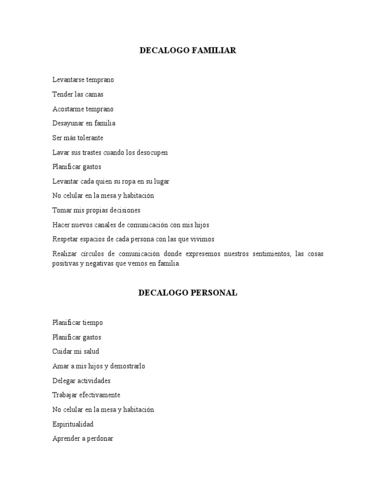 Decalogo Familiar | PDF