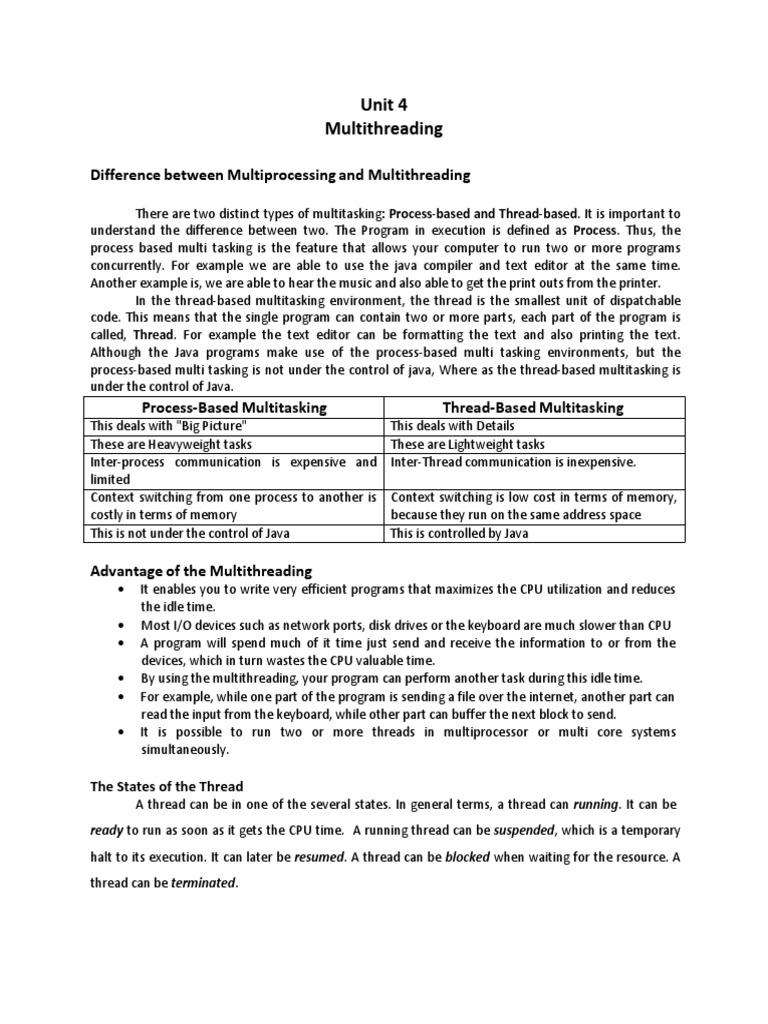 Multithreading Pdf Process Computing Method Computer Programming