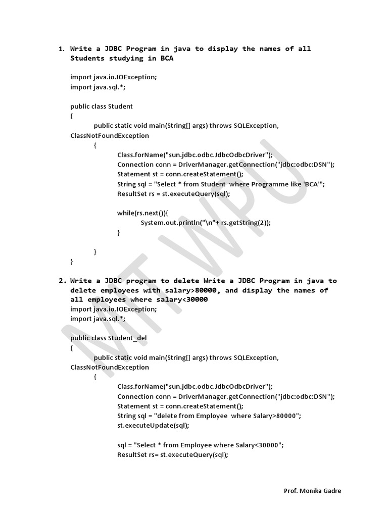 JDBC Solutions | PDF | Java Platform | Software Engineering JDBC Solutions | PDF | Java Platform | Software Engineering
