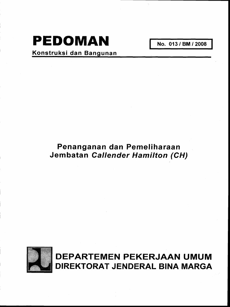 Pedoman Penanganan Dan Pemeliharaan Jembatan CH Tahun 2008 | PDF