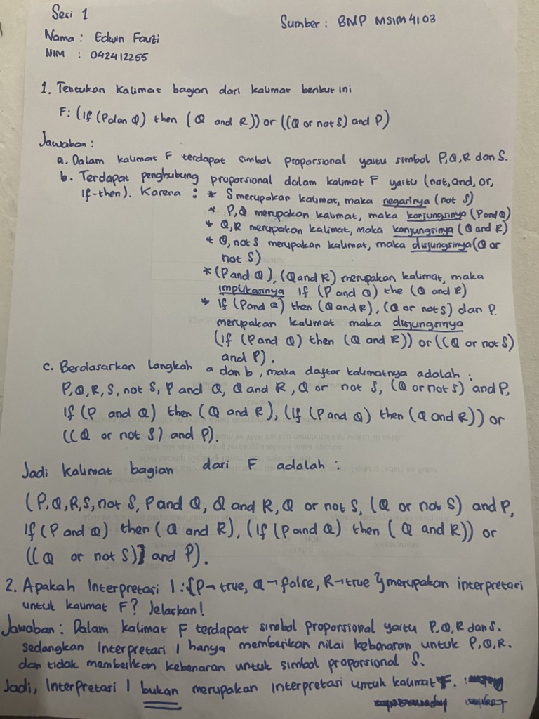 MSIM4103 Logika Informatika | PDF