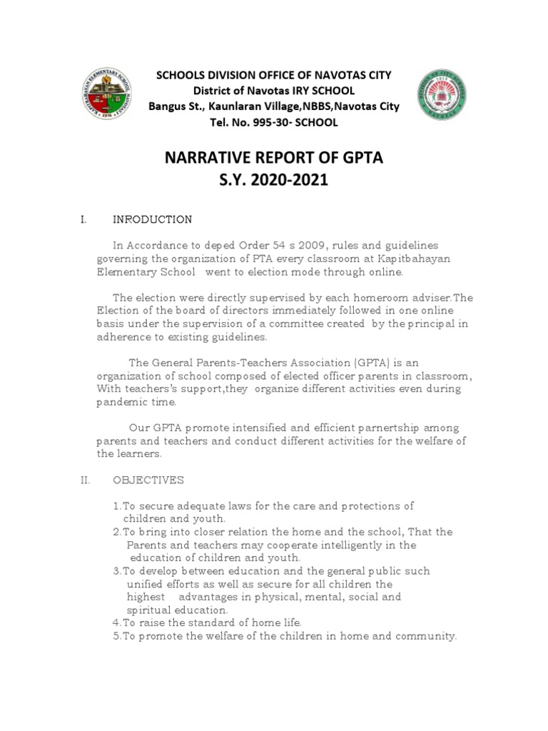 GPTA Narrative Report 2020-2021 | PDF | Wellness