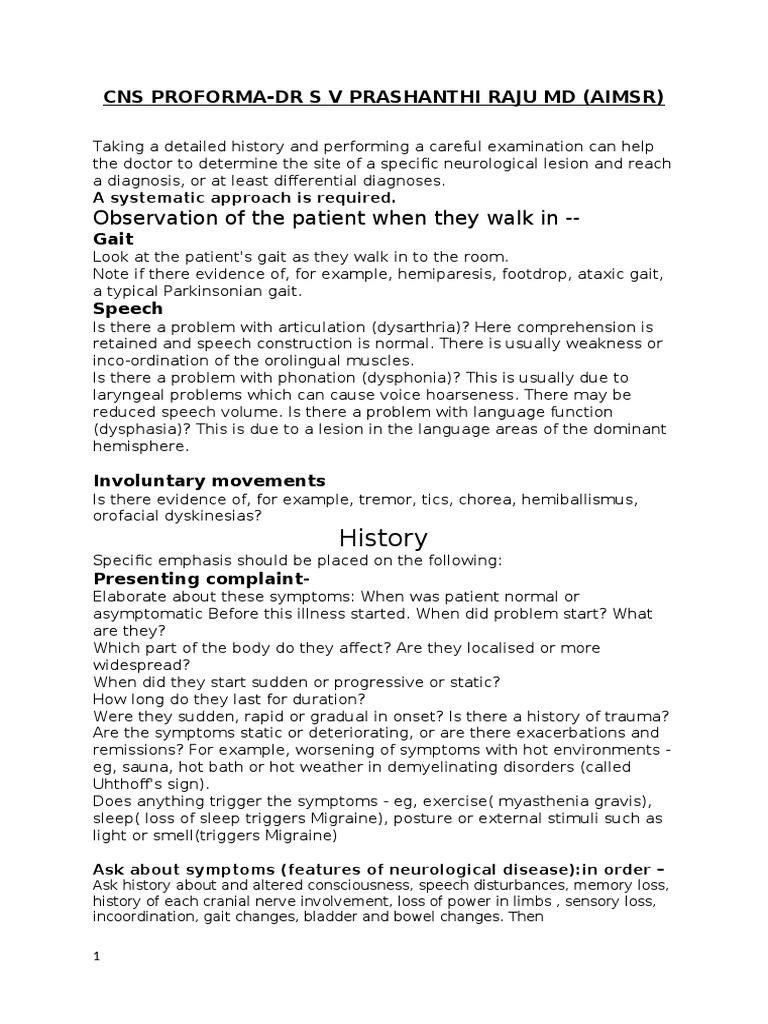 Observation of The Patient When They Walk in - : History | PDF ...