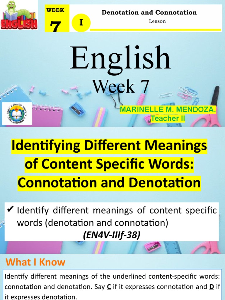 English Quarter 1 Week 7 | PDF | Linguistics