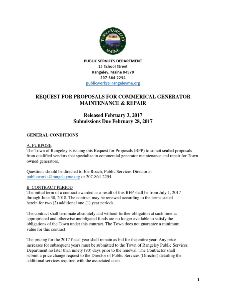 Generator Service | PDF | Request For Proposal