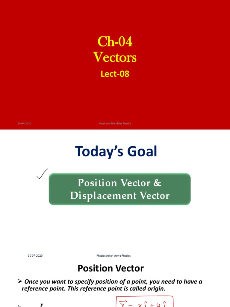Class 11 Alpha Physics Chapter 04 Vectors Lect 08 Pdf Euclidean Vector Rotation