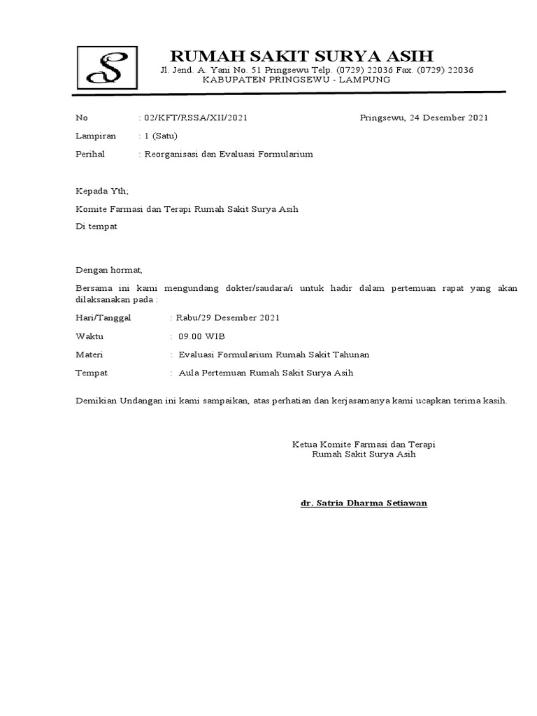 Undangan Rapat PFT | PDF