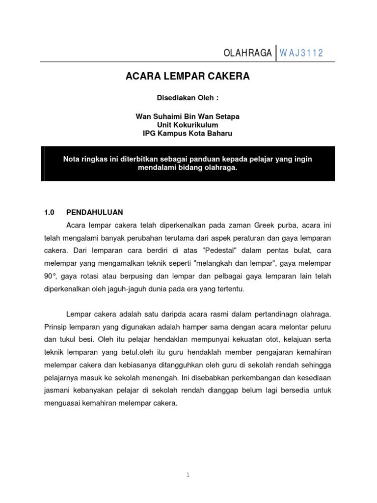 Acara Lempar Cakera | PDF