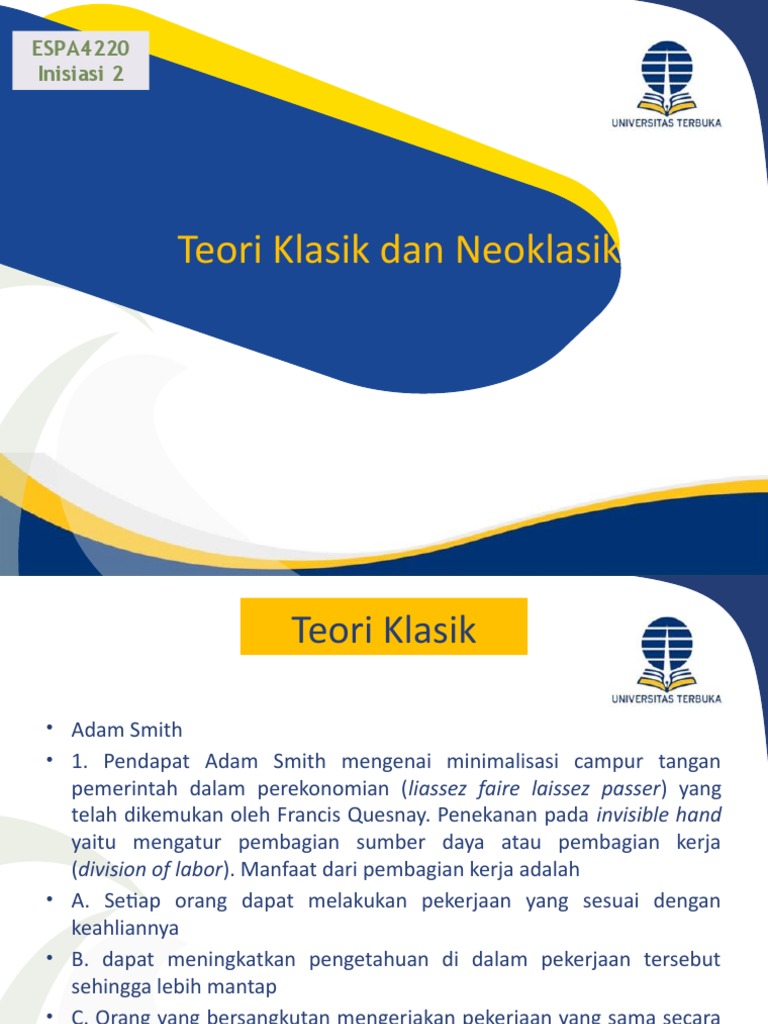Inisiasi 2 Teori Klasik Dan Neo Klasik | PDF