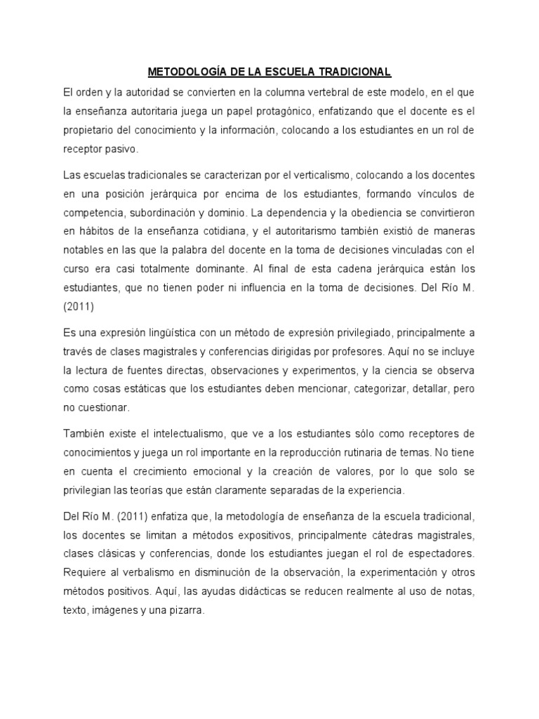 Metodología de La Escuela Tradicional | PDF | Método de enseñanza | Maestros