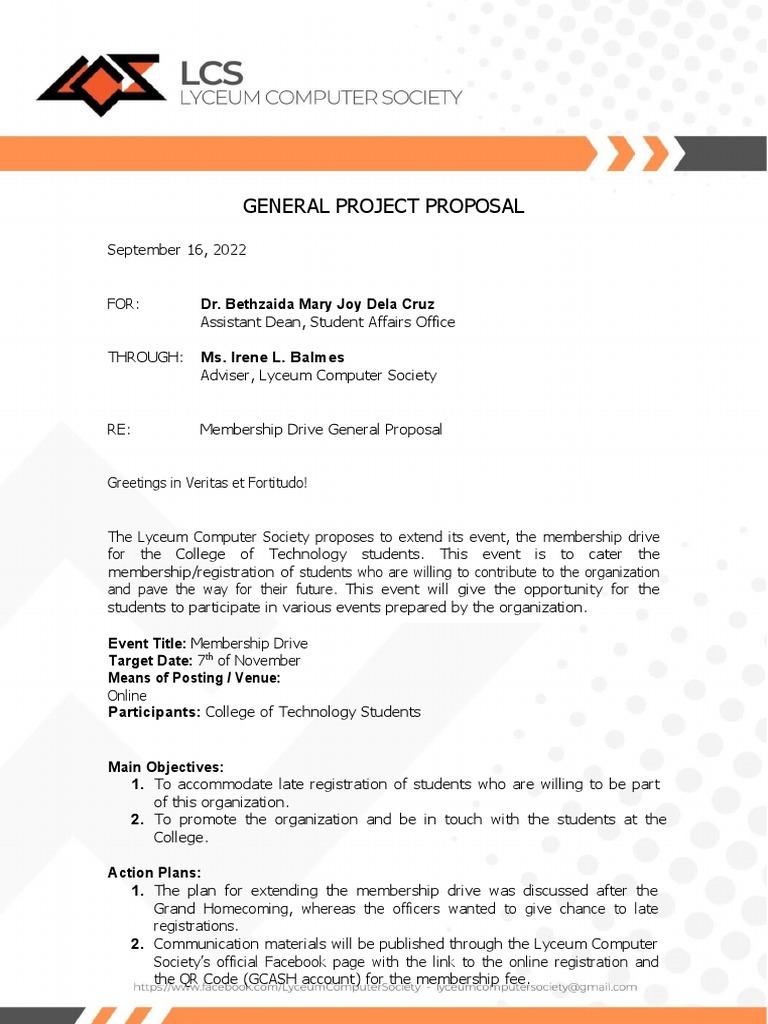 Membership Drive General Proposal Revised Signed | PDF