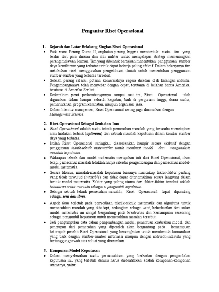 Materi Riset Operasi | PDF