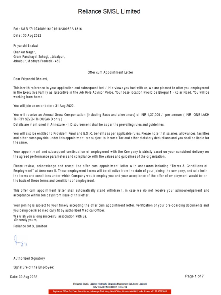 Offer 1 | PDF | Employment | Justice