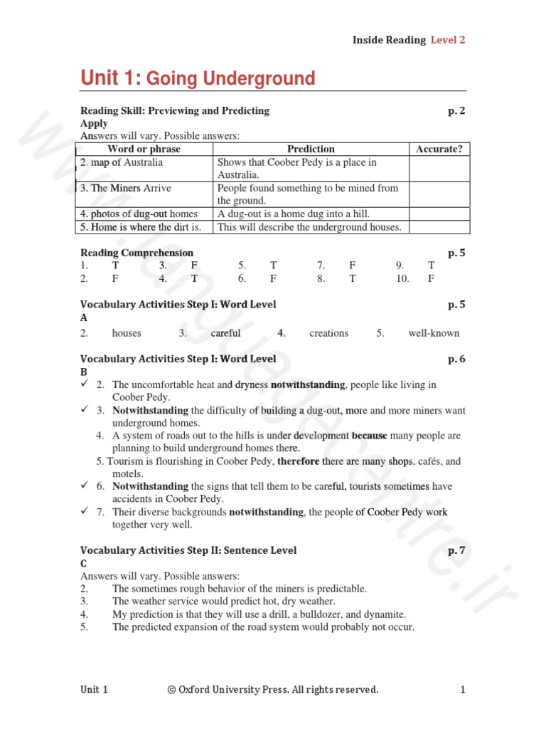 Inside Reading 2 Answer Key-2nd-Edition | PDF | Brand