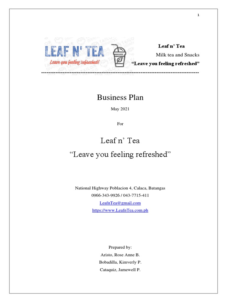 Providing Refreshment and Community: A Business Plan for Leaf n' Tea ...