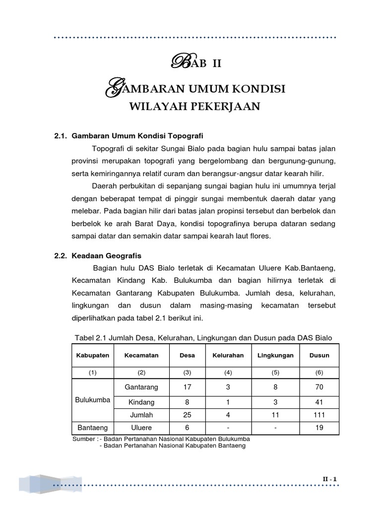 Topografi dan Ekonomi DAS Bialo | PDF