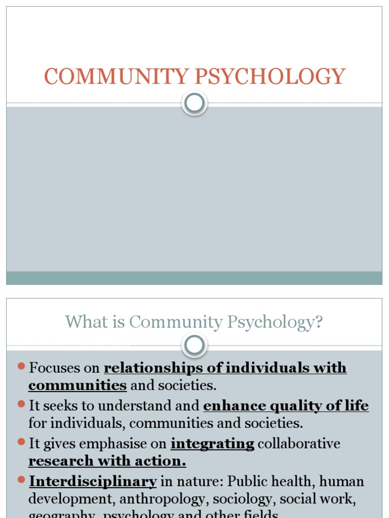 Overview of Community Psychology | PDF | Community | Psychology