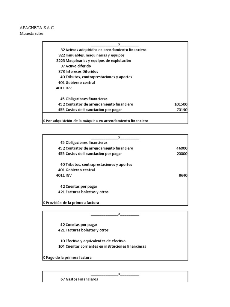 Asiento Contable Leasing | PDF | Arrendamiento | Economias
