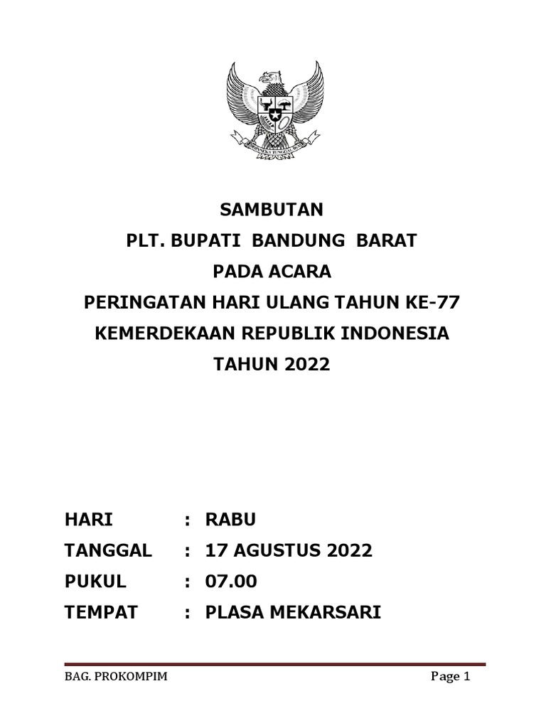 Upacara Hut Kemerdekaan Ke 77 Republik Indonesia Fix Pdf