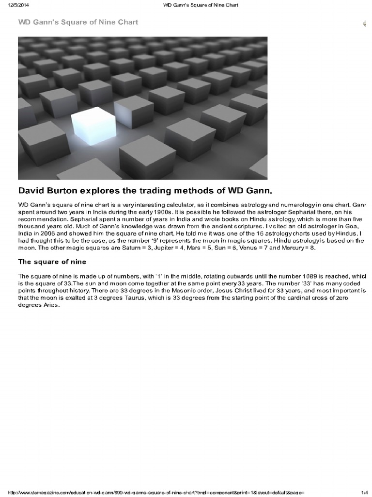 W D Ganns Square of Nine Chart | PDF