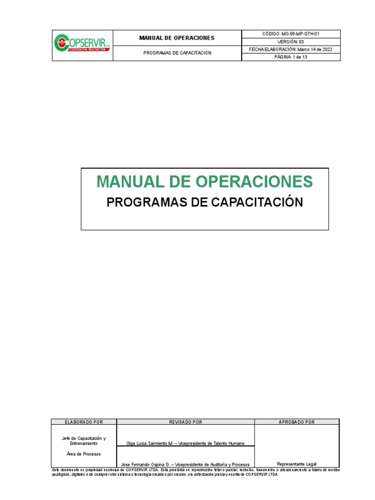 Manual Programa Capacitacion | PDF