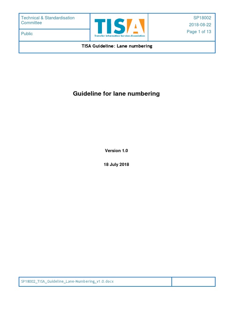 SP18002 TISA Guideline Lane-Numbering v1.0 | PDF | Boolean Data Type ...