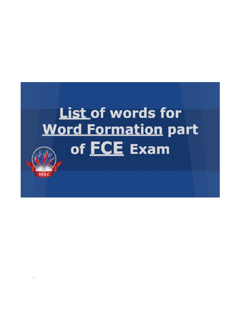 FCE Word Formation List | PDF