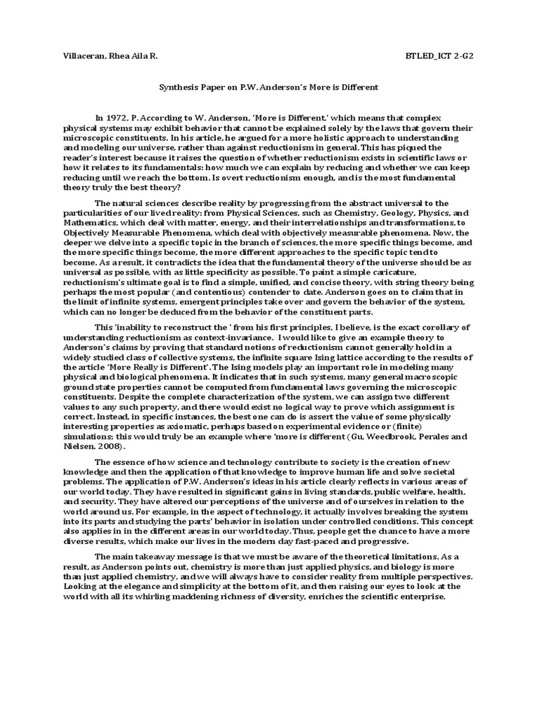 Synthesis Paper On STS | Download Free PDF | Reductionism | Theory