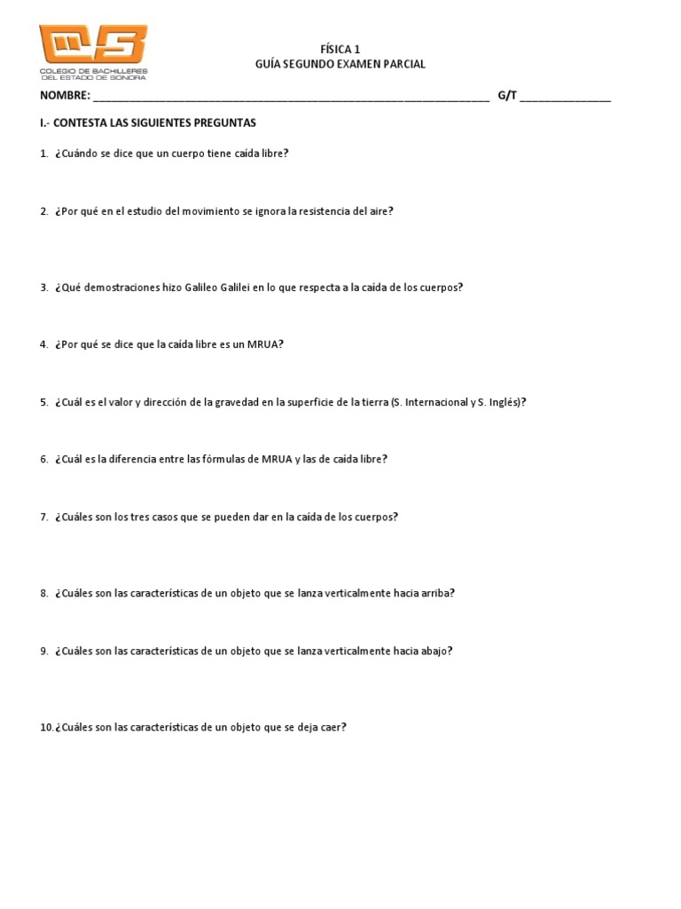 Guia Fisica 1 P2 Non 22-23 3 2 | PDF | Gravedad