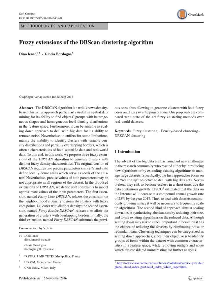 Fuzzy Extensions of The DBScan Clustering Algorithm | PDF | Cluster Analysis | Fuzzy Logic