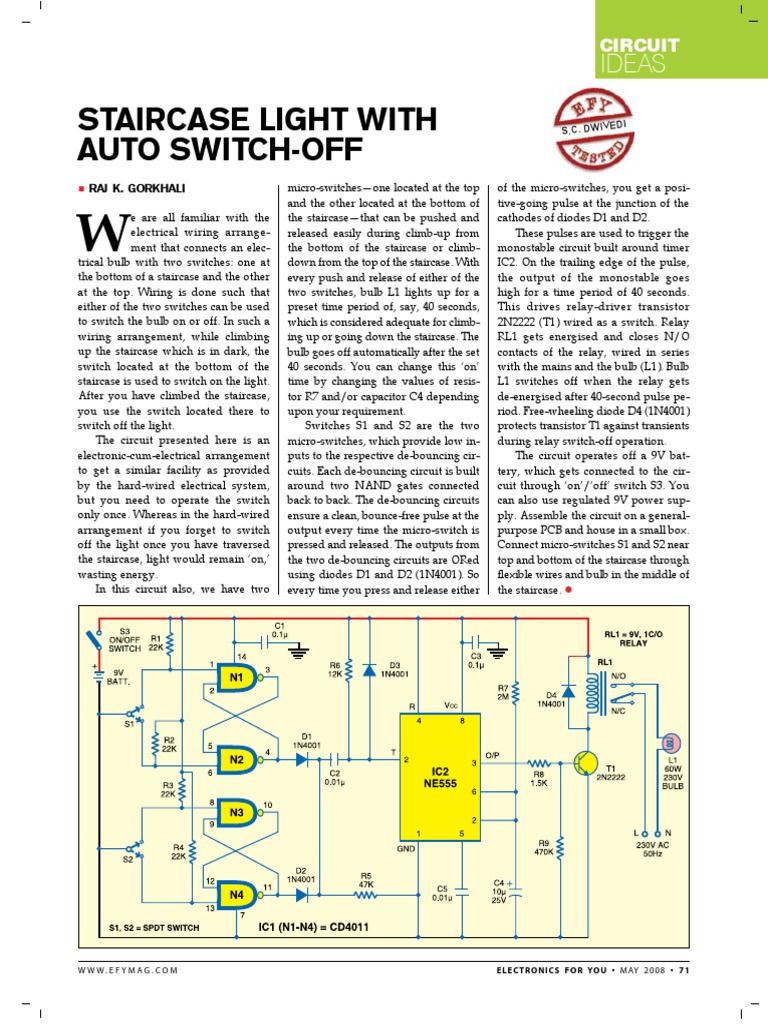 Staircase Light With | PDF | Switch | Electronic Circuits