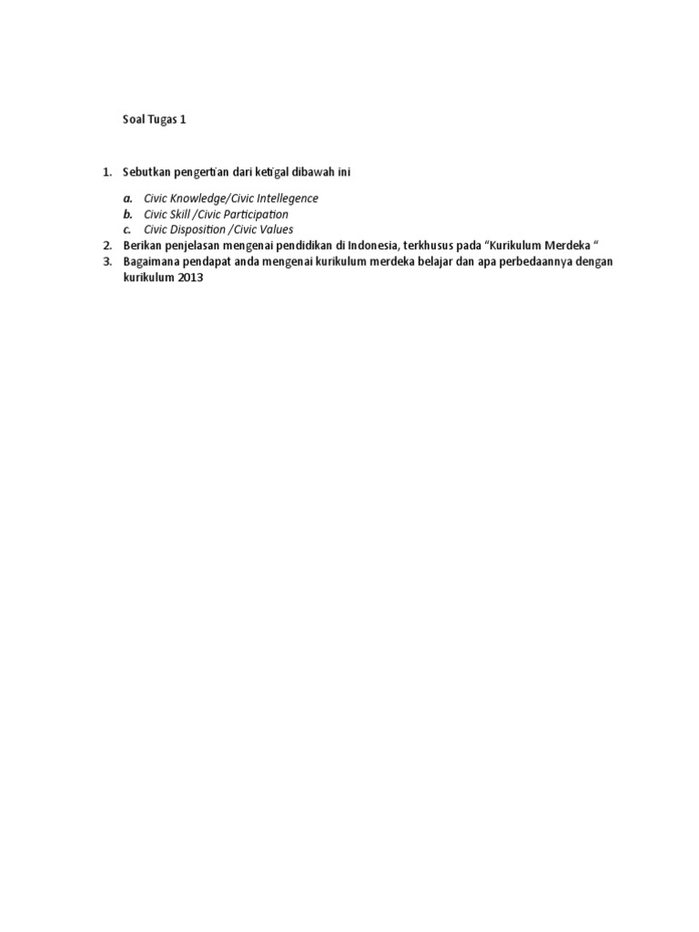 Soal Tugas 1 Pembelajaran PKN Di SD | PDF