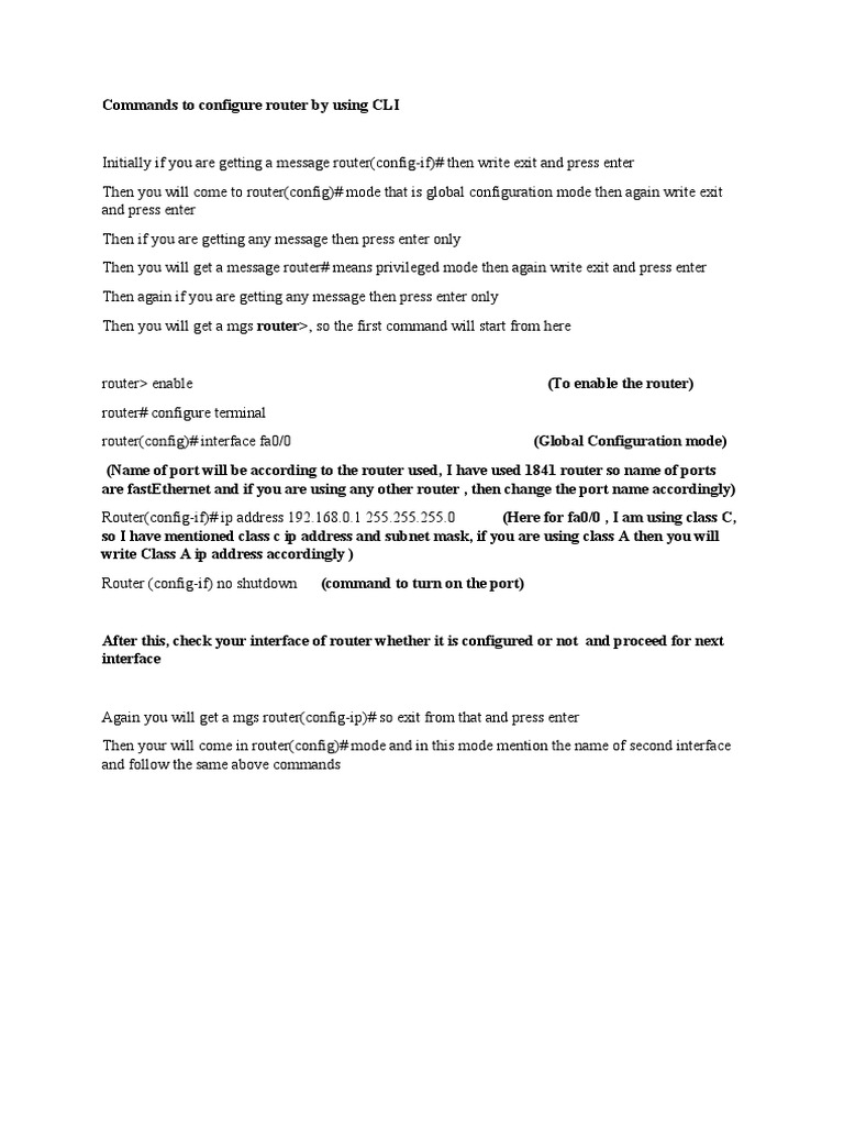Cli Commands To Configure Router Pdf