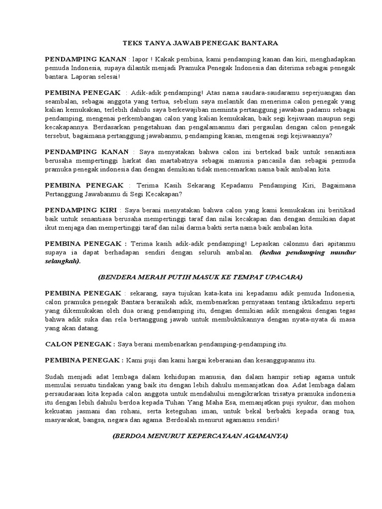 Teks Tanya Jawab Pelantikan Bantara | PDF