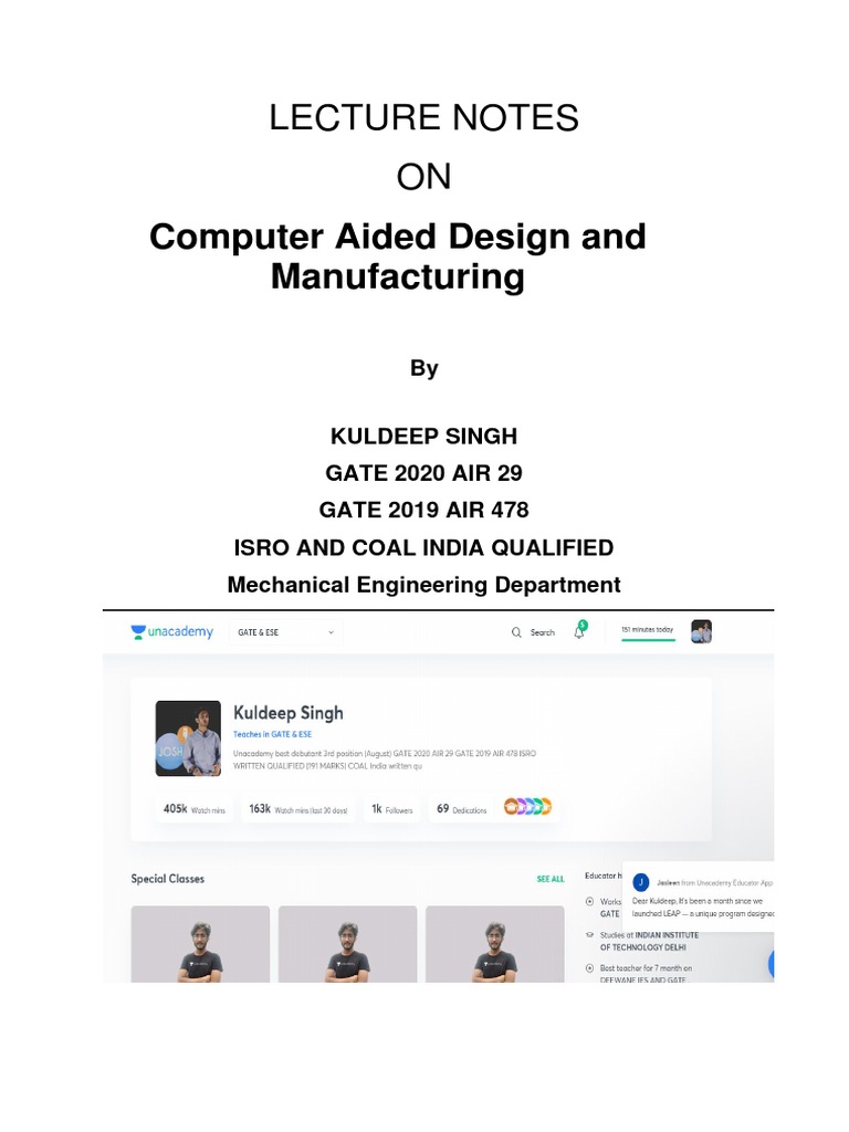 Cad & Cam Handwritten Notes | PDF