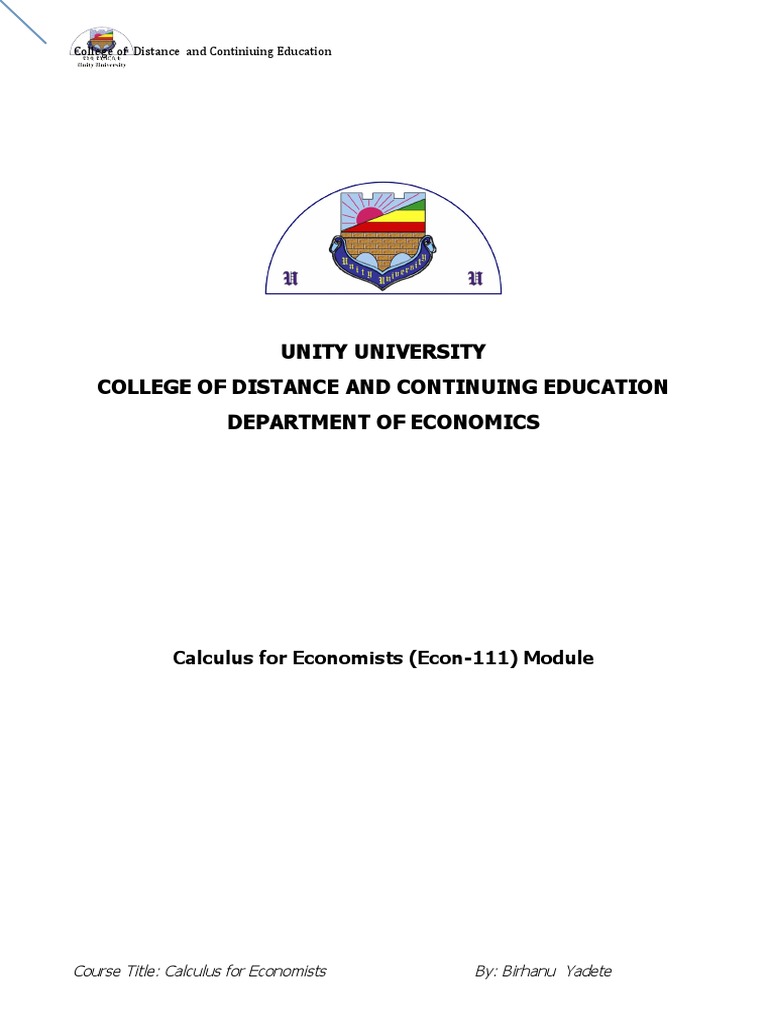 Calculus Economists Distance Module Pdf Function Mathematics Quadratic Equation