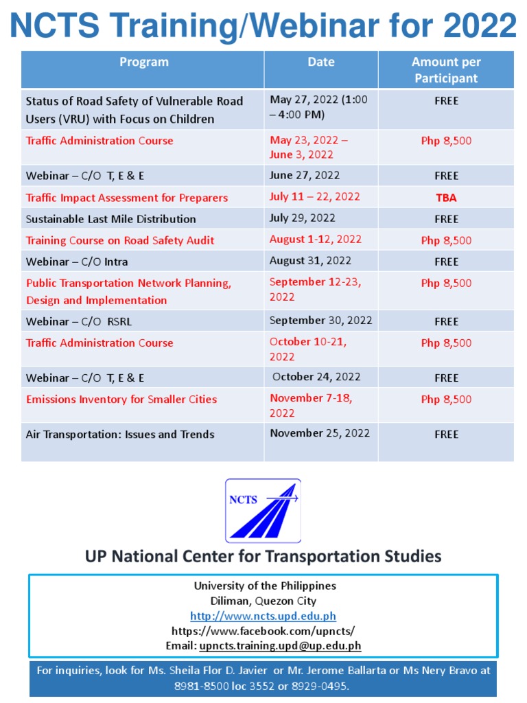 NCTS Training For 2022 | PDF