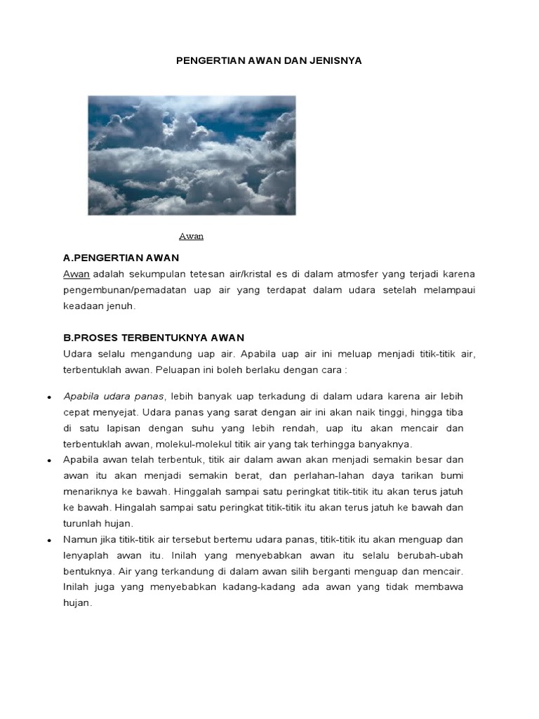 Pengertian Awan Dan Jenisnya | PDF | Perjalanan | Sejarah
