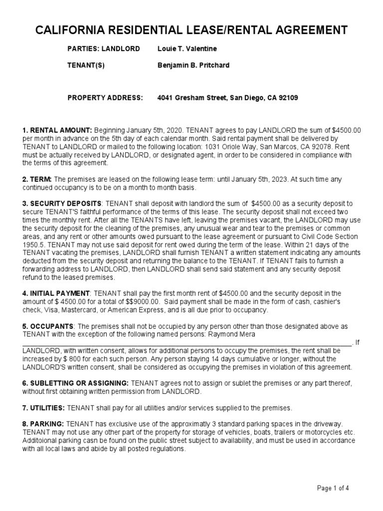 California Month-to-Month Rental Agreement | PDF | Lease | Leasehold Estate