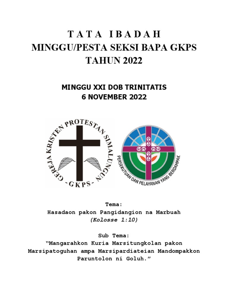 Tata Ibadah Minggu Seksi Bapa GKPS Tahun 2022 | PDF