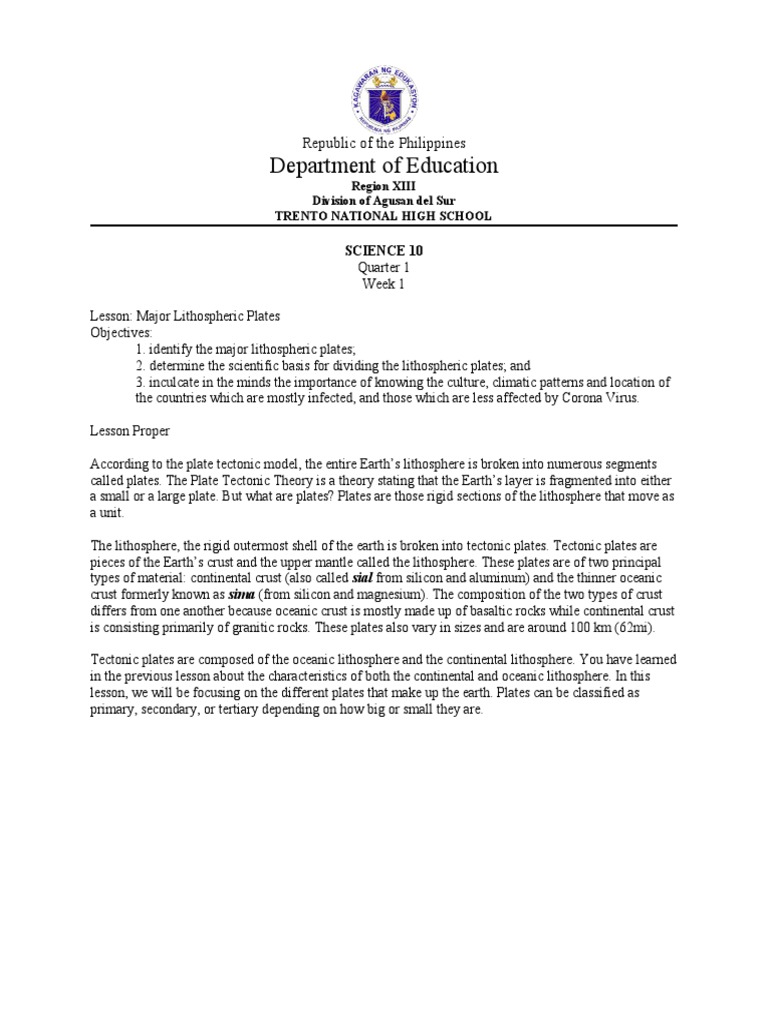 Major Lithospheric Plates | PDF | Plate Tectonics | Earth