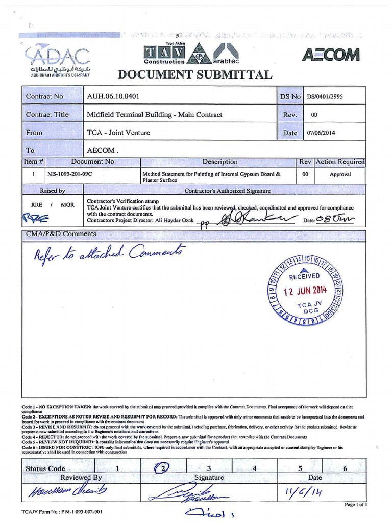 MS 1093 201 09C V00.C (Method Statement For Painting of Internal Gypsum Board & Plaster Surface ...