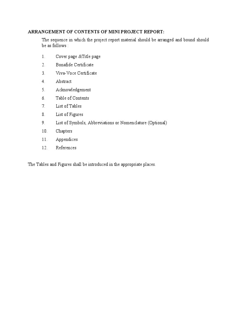 Arrangement of Contents of MINIPROJECT Report - Nov 2022 | PDF
