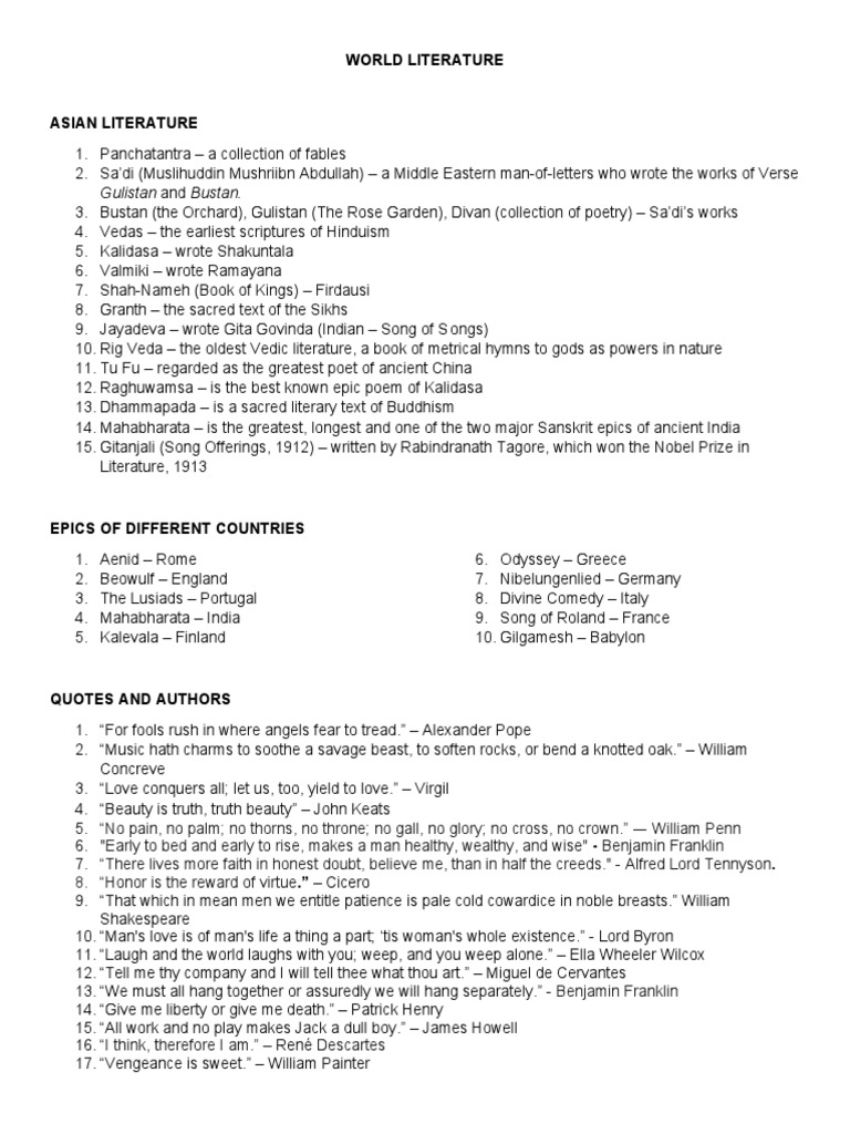 World Lit | PDF | Transcendentalism | Victorian Literature