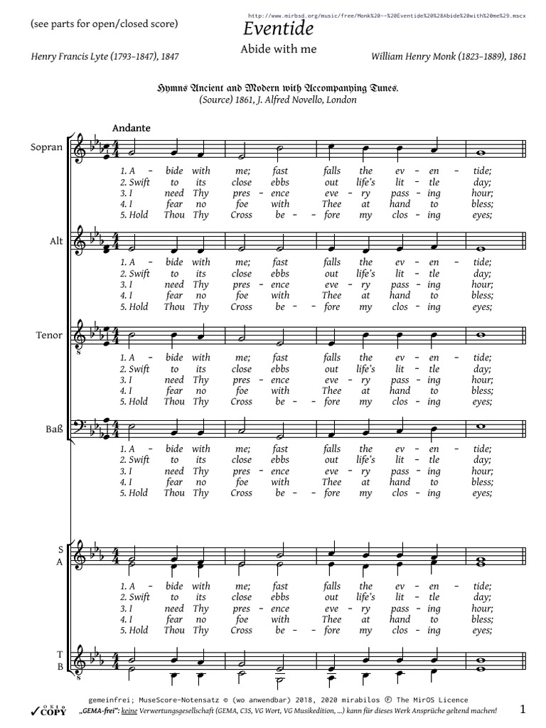 (Free Scores - Com) - Lyte Henry Francic Eventide Monk Eventide Abide ...