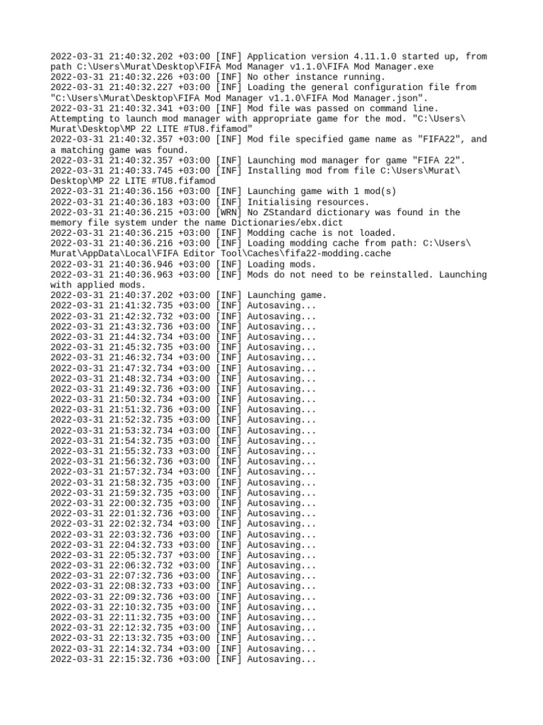 FIFA Mod Manager Log20220331 | Download Free PDF | Information ...